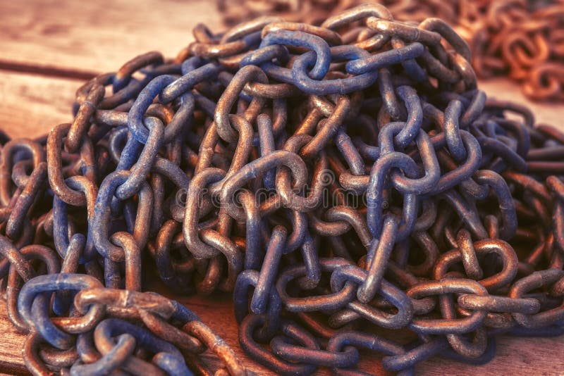 A pile of rusty old chain stock image. Image of heavy - 122686003