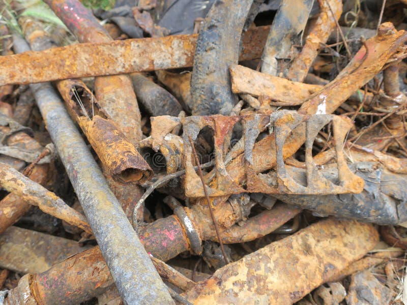 Pile of Rusty Pieces of Iron Found on the Bottom of a Canal Stock Image ...