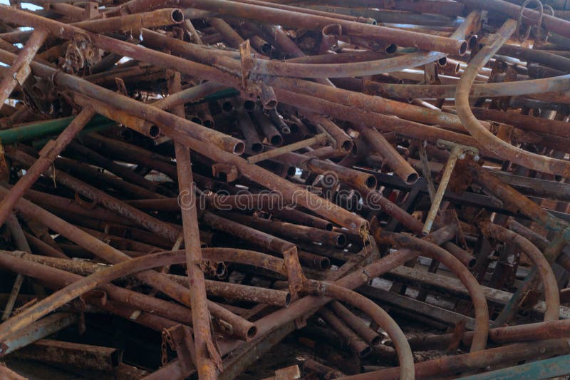 Pile of Rusty Scrap Metal Pipes Close Up Stock Image - Image of ...