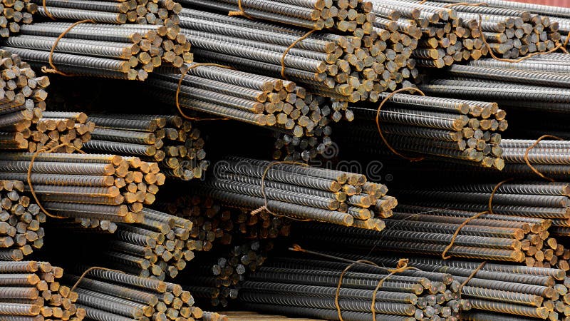 Pile of rusty steel bar. stock image. Image of mesh - 167293493