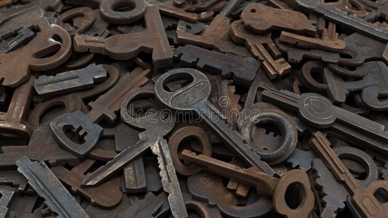 Pile of rusty vintage keys stock image. Image of ornate - 392367453