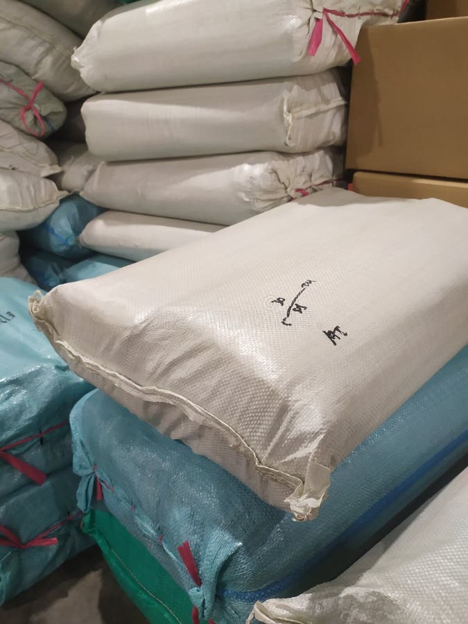 Pile of Sacks Stored in the Warehouse Stock Image - Image of cargo ...