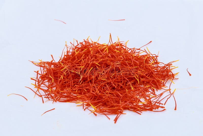 A Pile of Saffron Stamens on a White Background. Stock Image - Image of ...