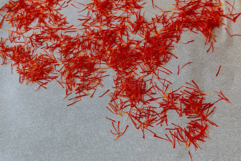 Pile of Saffron Stamens on White Parchment. Stock Photo - Image of ...