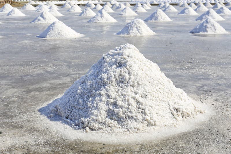 Pile of Salt in the Salt Pan at Rural Area of Thailand Stock Image ...