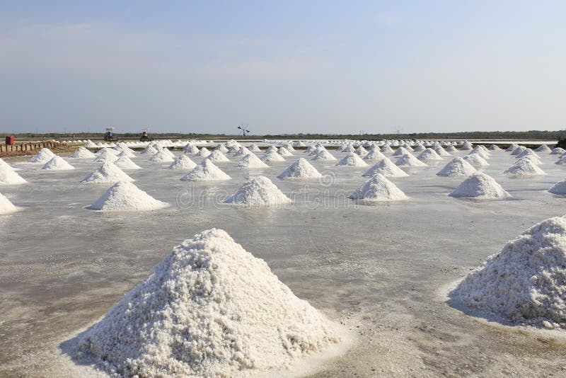 Pile of Salt in the Salt Pan at Rural Area of Thailand Stock Photo ...