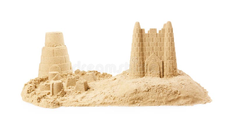 Pile of Sand with Beautiful Castles Isolated on White Stock Image ...
