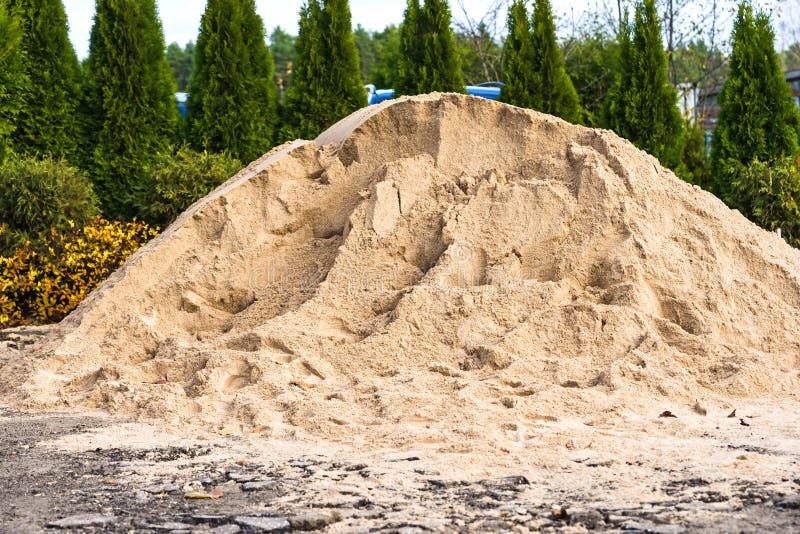 Pile of Sand for Construction and Building Stock Photo - Image of heap ...