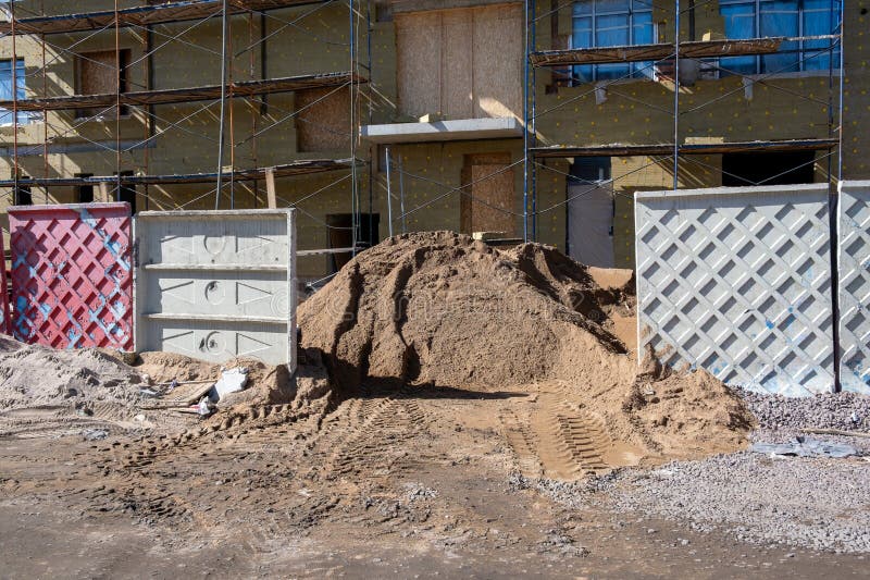 Pile of Sand on the Construction Site of a New Residential Building ...