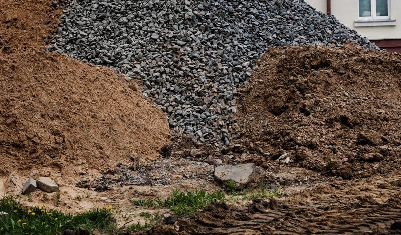 Pile of Sand and Gravel for Construction Stock Image - Image of nature ...