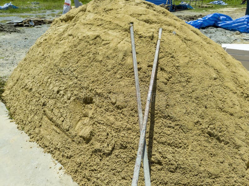 Pile of Sand Material for Construction Work Stock Photo - Image of ...