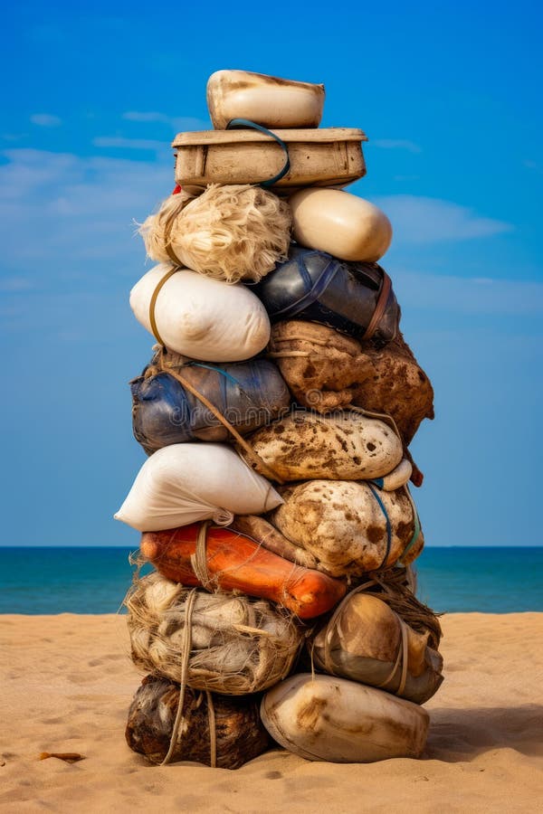 Pile of Sand and Shells on Beach Near the Ocean. Generative AI Stock ...
