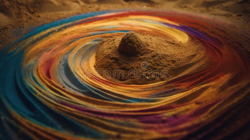 A Pile of Sand Sitting on Top of a Sandy Beach Next To a Rainbow ...
