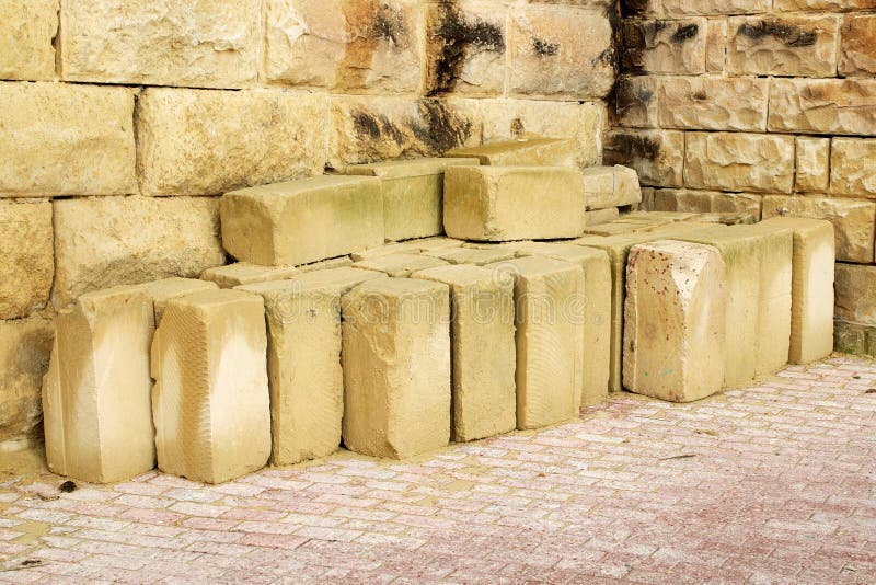 Large Stone Building Blocks in Storage Stock Image - Image of lots ...