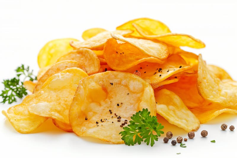 A Pile of Scattered Light Yellow Salt and Pepper Potato Chips, White ...