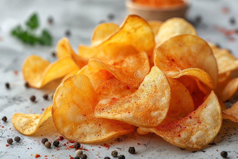 A Pile of Scattered Light Yellow Salt and Pepper Potato Chips, White ...