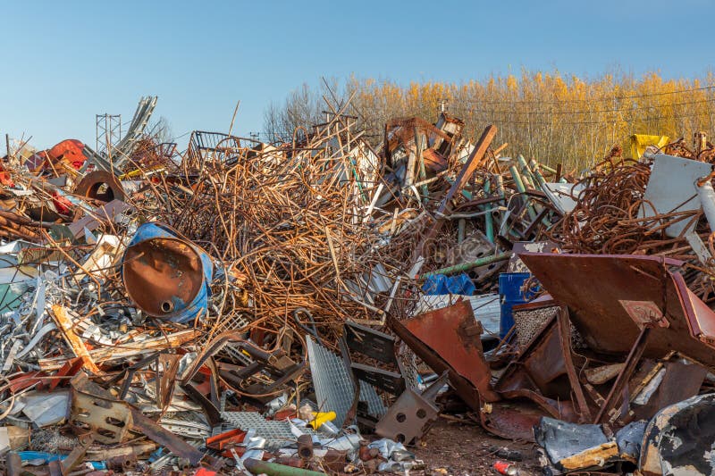 A Pile of Scrap Metal for Recycling Stock Image - Image of engine ...