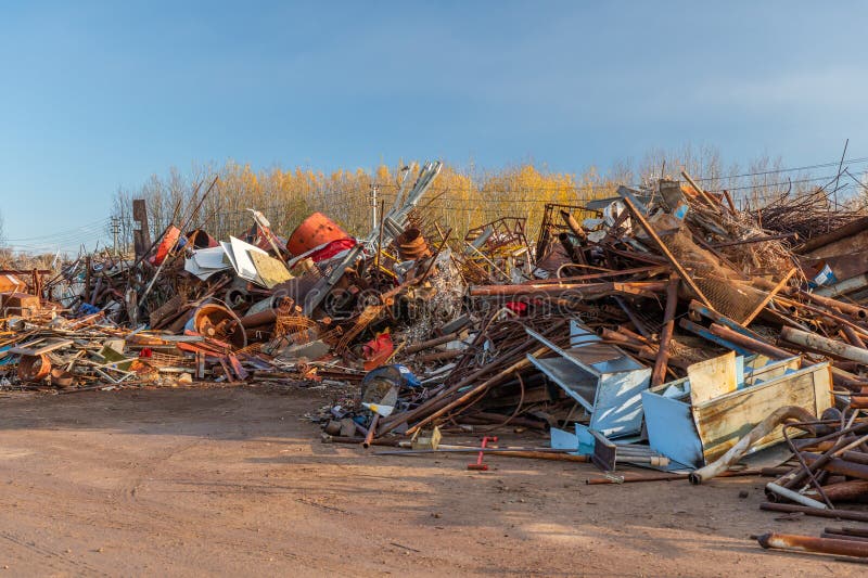 A Pile of Scrap Metal for Recycling Stock Image - Image of machine ...