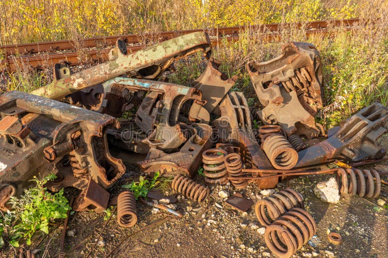 A Pile of Scrap Metal for Recycling Stock Photo - Image of transport ...