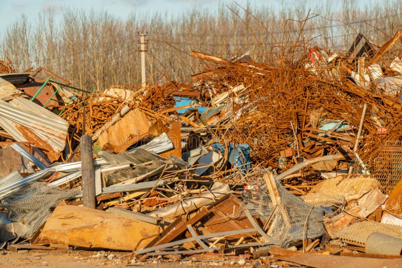 A Pile of Scrap Metal for Recycling Stock Image - Image of iron, soil ...