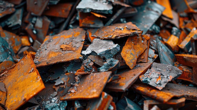 A Pile of Scrap Metal with a Rusty Texture Stock Illustration ...
