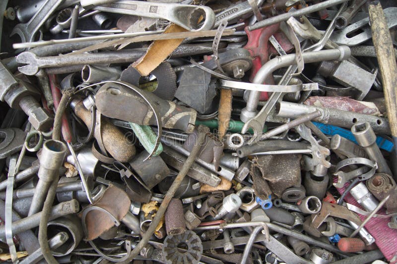 Pile of Scrap Metal on White Background Stock Photo - Image of ...