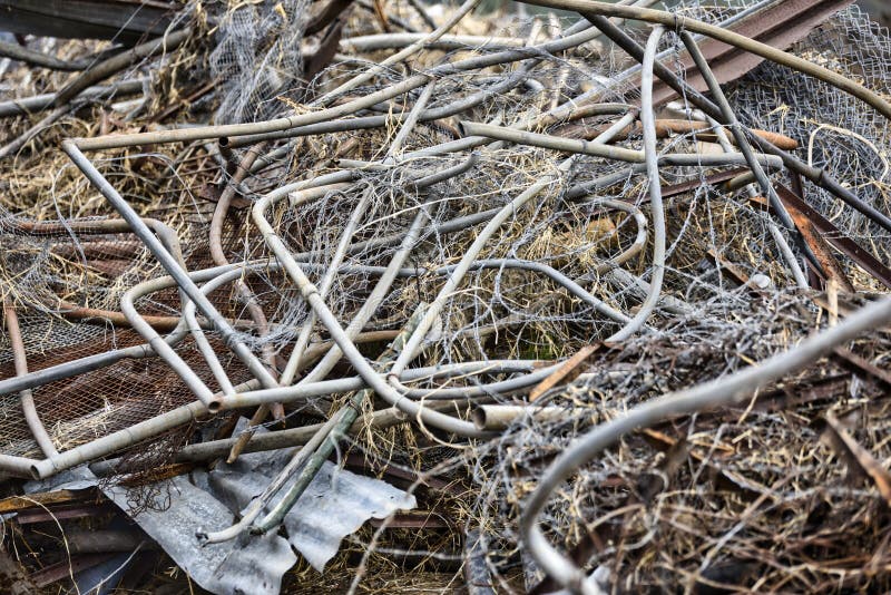 A pile of scrap metal stock image. Image of environment - 256078979