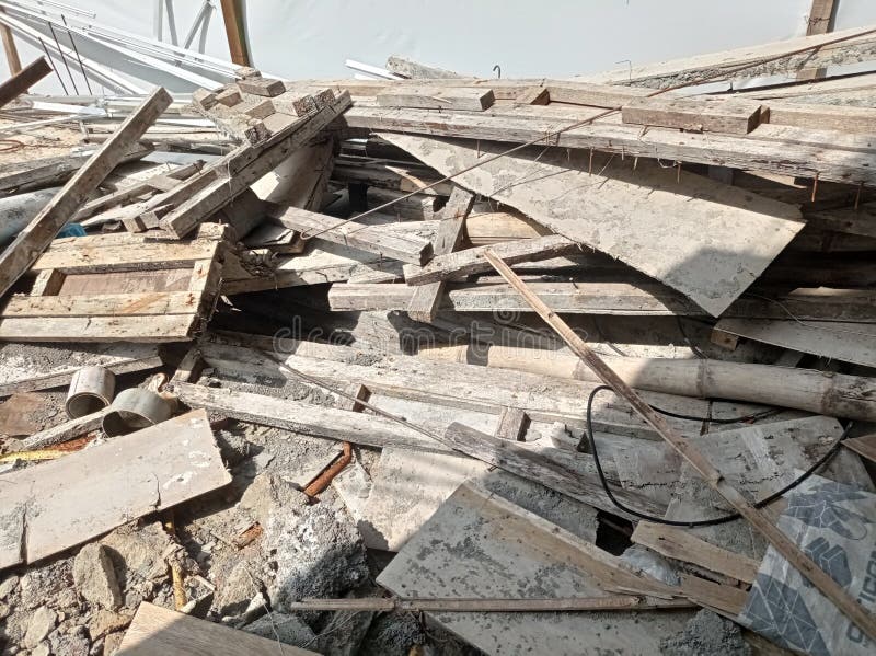 Pile of Scrap Wood at Construction Site Stock Photo - Image of ...