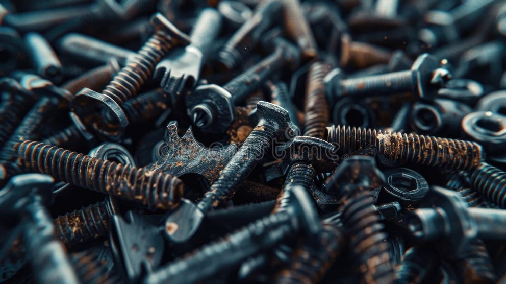 Pile of Screws and Nuts Stacked on Top of Each Other, Various Types and ...