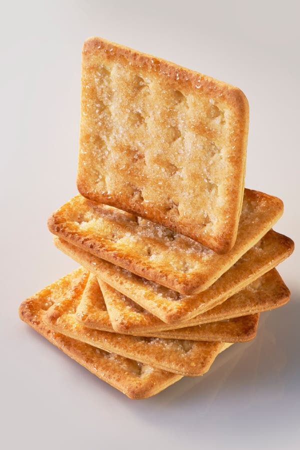 A Pile of Seven Sweet Crackers with One Standing on Top Stock Image ...