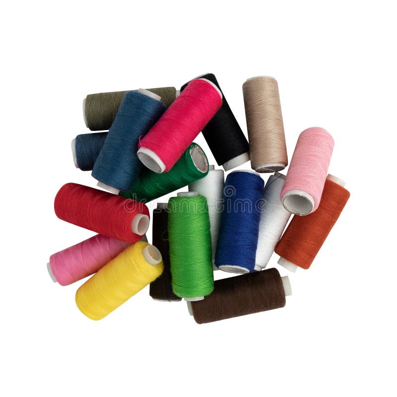 Sewing Colored Threads Isolated on White Stock Image - Image of purple ...