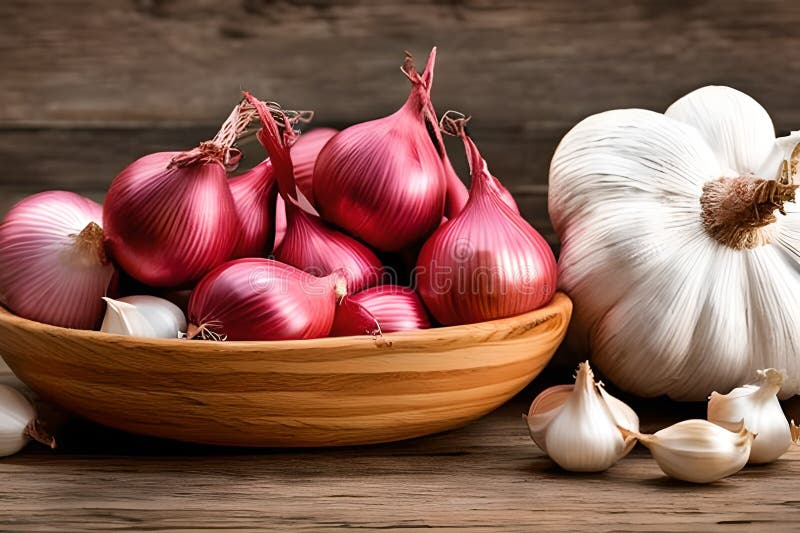 A Pile of Shallots and Garlic Stock Illustration - Illustration of ...