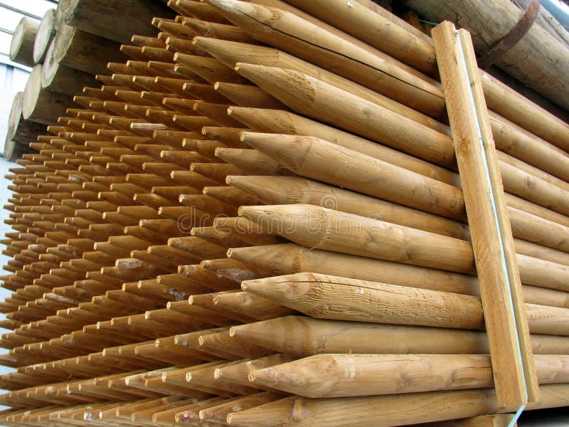 Pile of Fence Sharp Point Wooden Poles Stock Image - Image of point ...