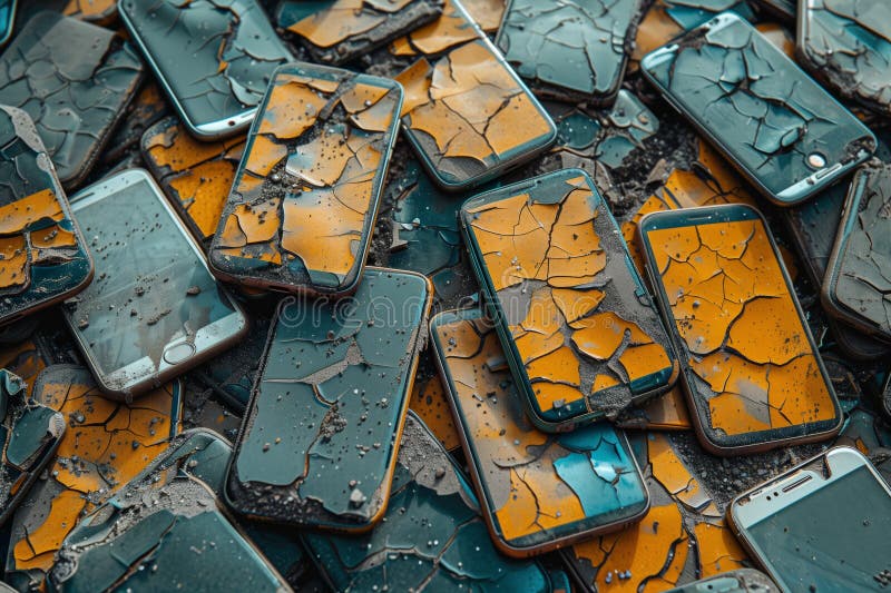 Pile of Shattered Smartphones Stock Image - Image of environment ...