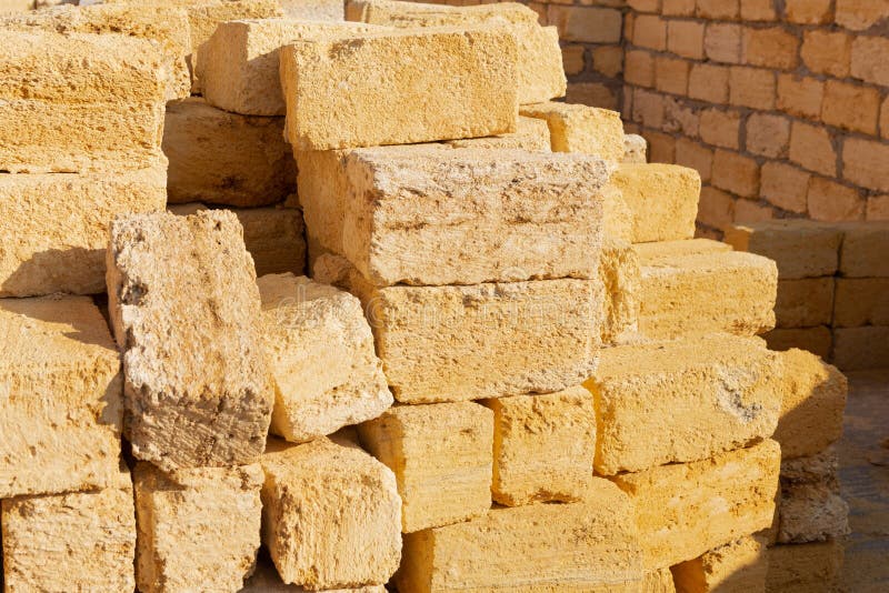 Pile of Shell Bricks, Building a House from an Environmentally Friendly ...