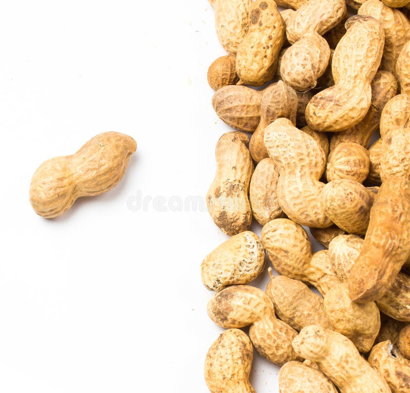 A Pile Of Shelled Big Peanuts Closeup On White Background Stock Photo ...