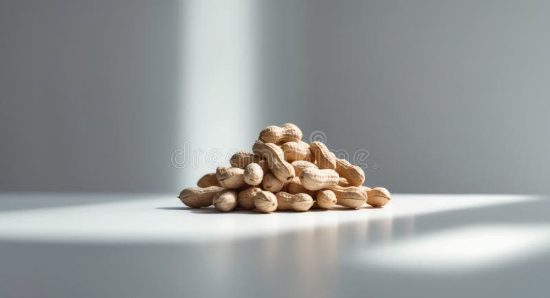 Pile of Shelled Peanuts, Healthy Snack on White Background with Light ...