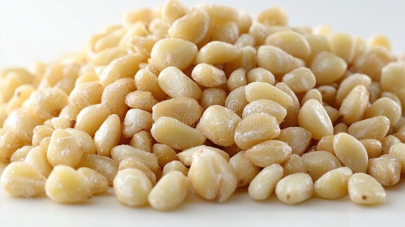 Pile of Shelled Pine Nuts on White Surface Stock Illustration ...