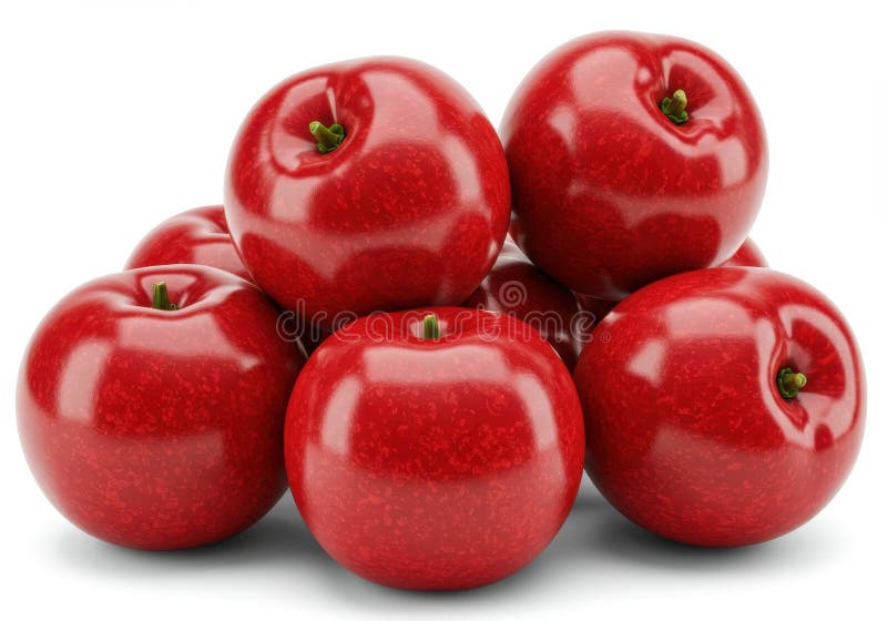 Pile of Shiny Red Apples Isolated on White Background Stock ...