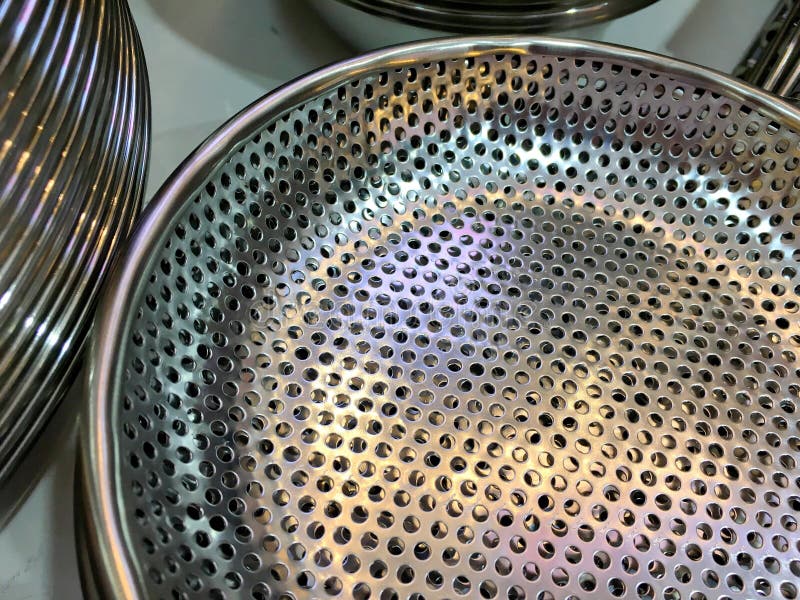 Pile of Shiny Stainless Steel Seive Stock Image - Image of kitchen ...