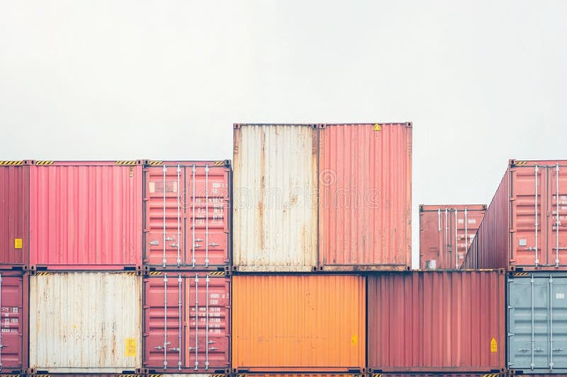 A Pile of Shipping Containers Stacked Vertically, Potentially in a ...