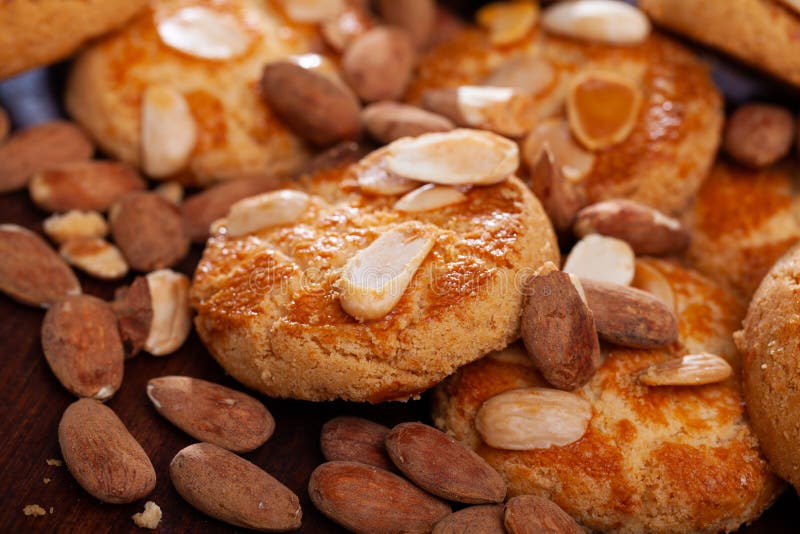 Almond biscuits and nuts stock photo. Image of shortbread - 268577784