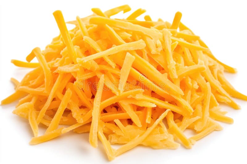 A Pile of Shredded Cheese on a White Surface, Perfect for Culinary or ...