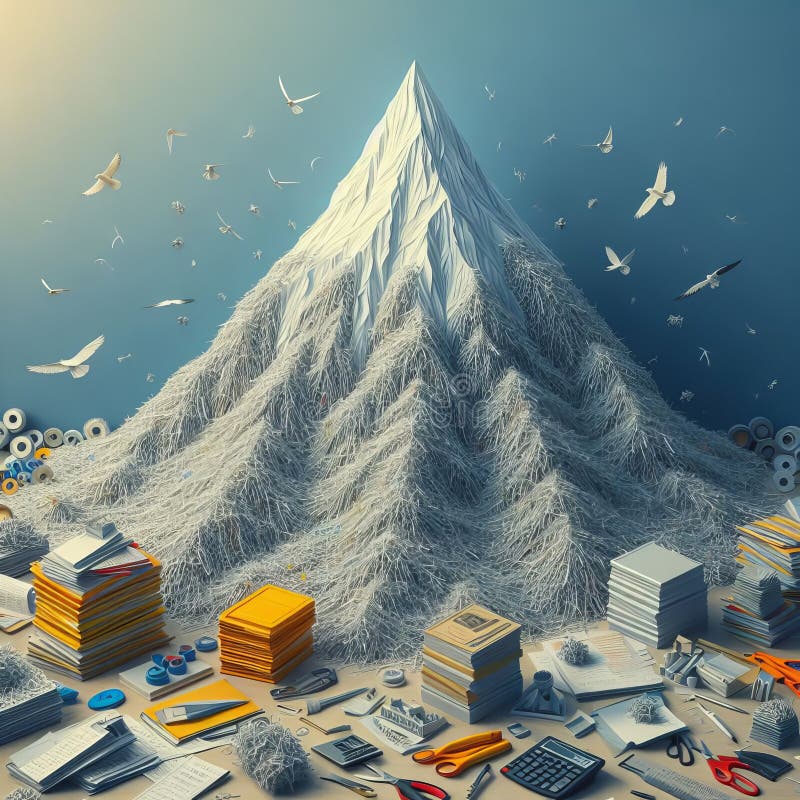 A Pile of Shredded Paper Forming a Mountain, Photo V Stock Illustration ...