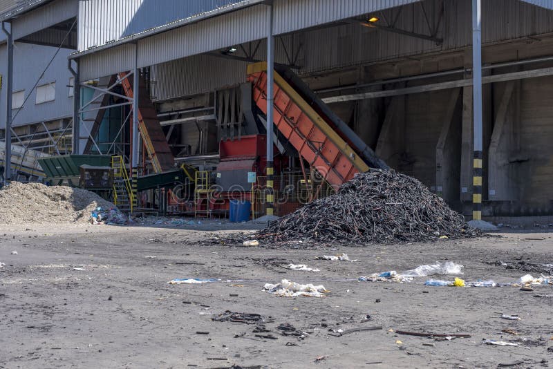 Pile of Shredded Waste Rubber at a Waste Treatment Plant Stock Photo ...