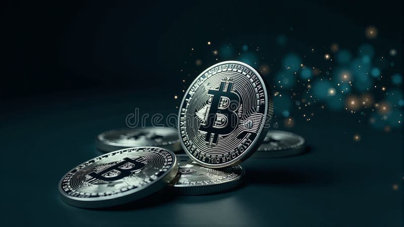 Pile of Silver Bitcoin Coins Stock Illustration - Illustration of ...