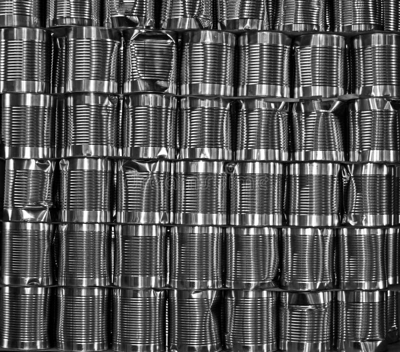 Pile of Silver Cans Placed in a Storage Building Stock Image - Image of ...