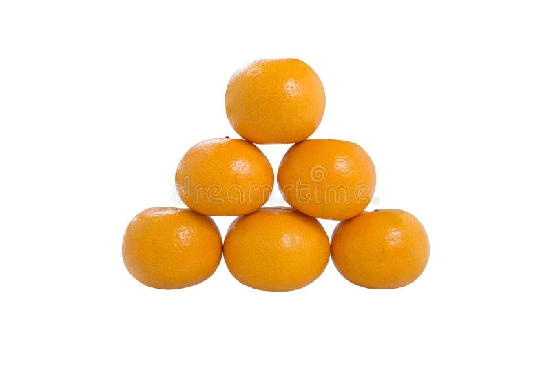 Pile of Six Orange Fruit Isolated on White Background Stock Image ...