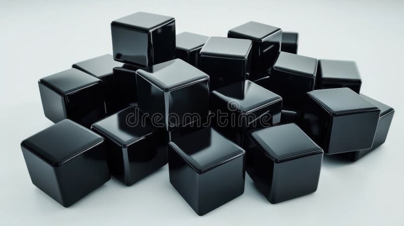 A Pile of Sleek Black Cubes. AI Generated Stock Illustration ...
