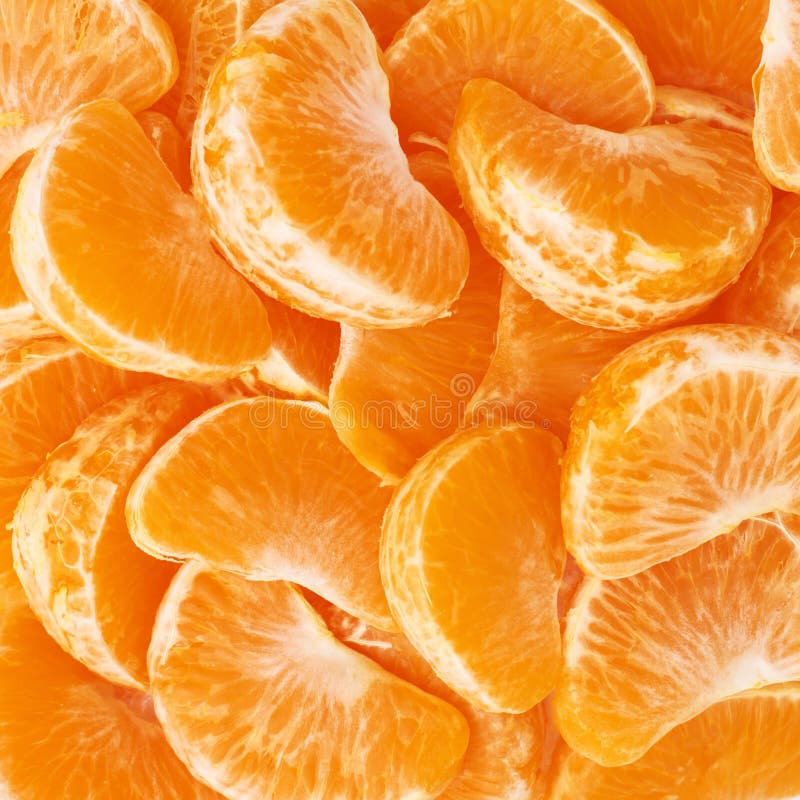 Fresh Tangerine Cut in Slices Isolated Over the White Background Stock ...